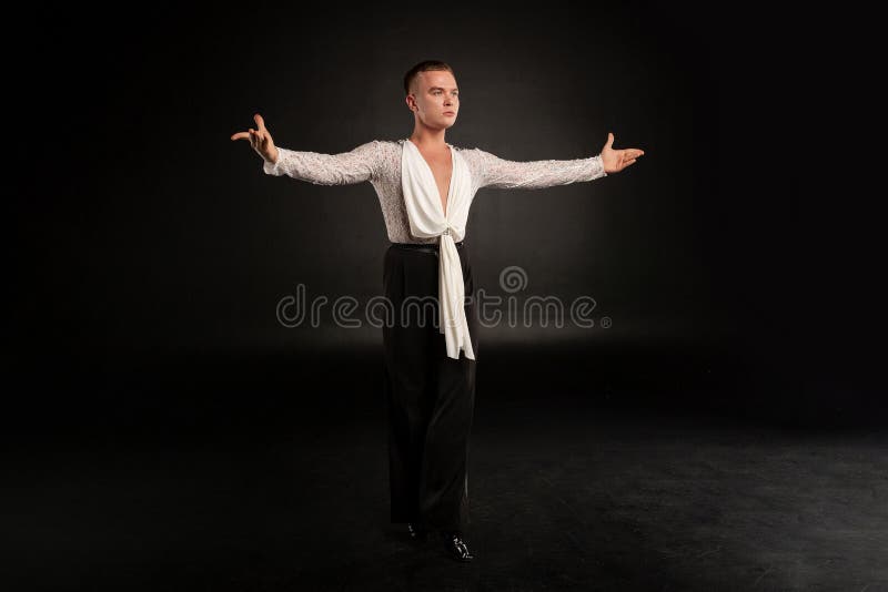 Handsome Young Man Dancing Tango in the Studio Stock Image - Image of ...
