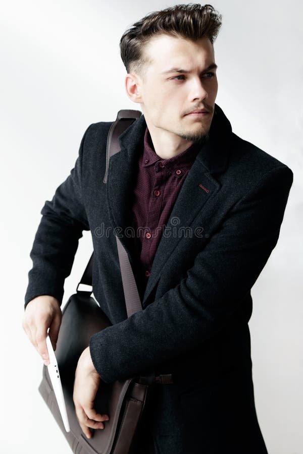 Handsome Young Man with Digital Tablet. Isolated on White Stock Photo ...