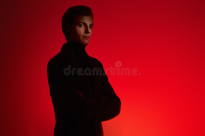 Person in red light stock image. Image of black, good - 212799917