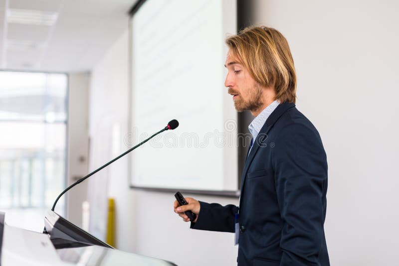 Handsome Young Man at a Conference Stock Image - Image of learn, board ...