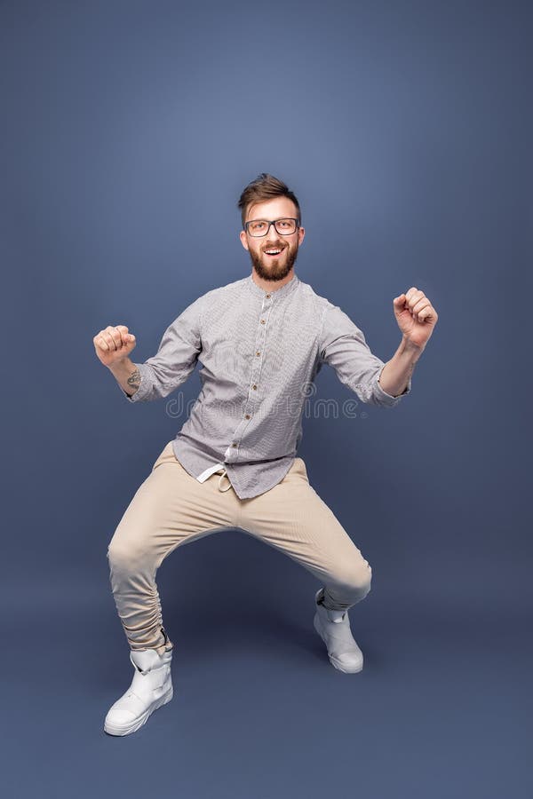 Handsome Young Man in Glasses Dancing Stock Photo - Image of fashion ...