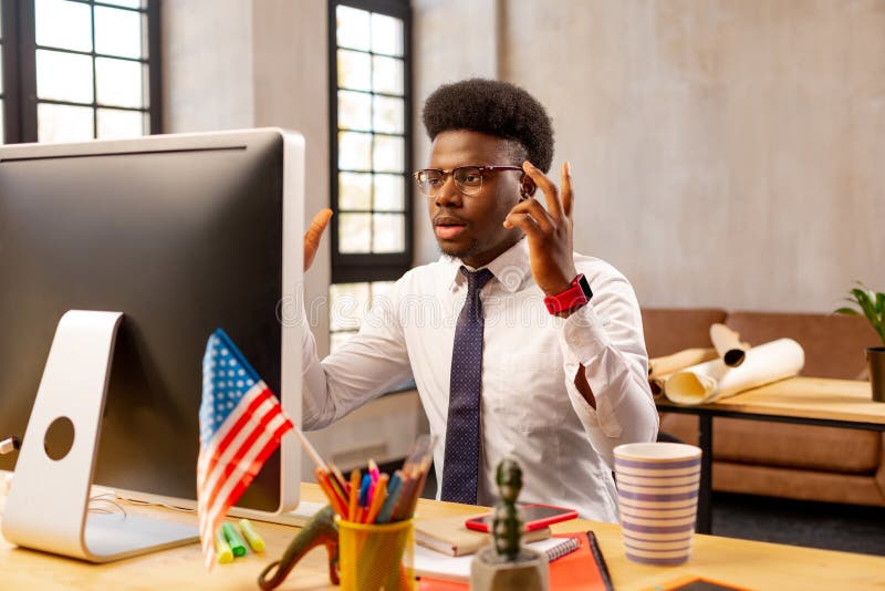Handsome Young Man Having a Problem at Work Stock Photo - Image of ...