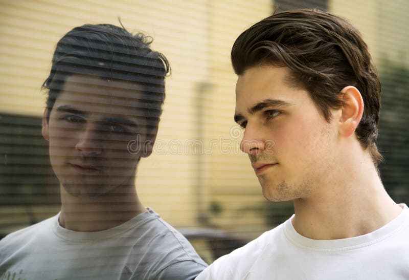 Man in the mirror stock photo. Image of male, mirror - 13685358