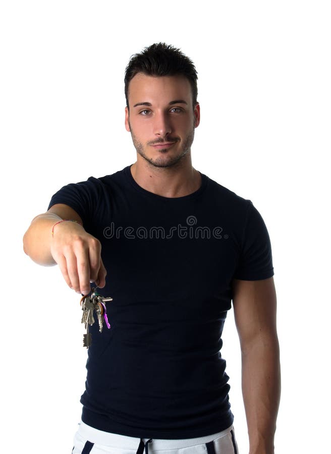 Handsome Young Man Holding Bunch of Keys Stock Photo - Image of hold ...