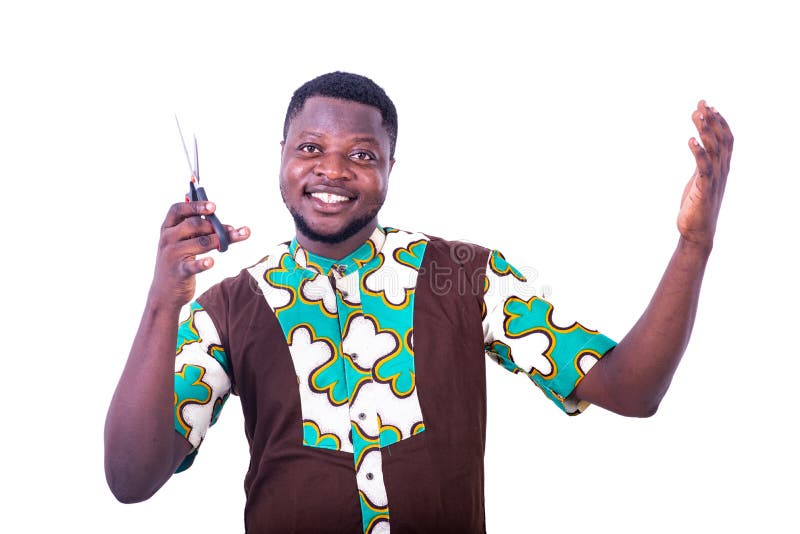 Handsome Young Man Holding a Pair of Scissors Stock Photo - Image of ...