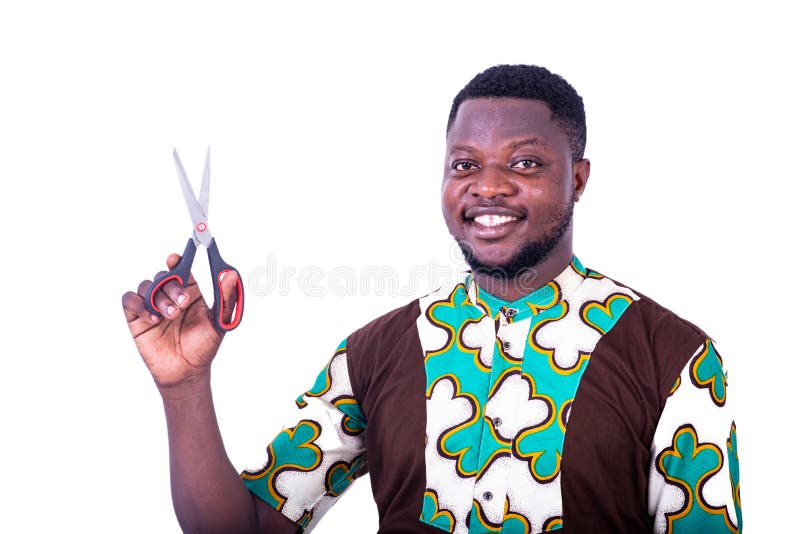 Handsome Young Man Holding a Pair of Scissors Stock Image - Image of ...
