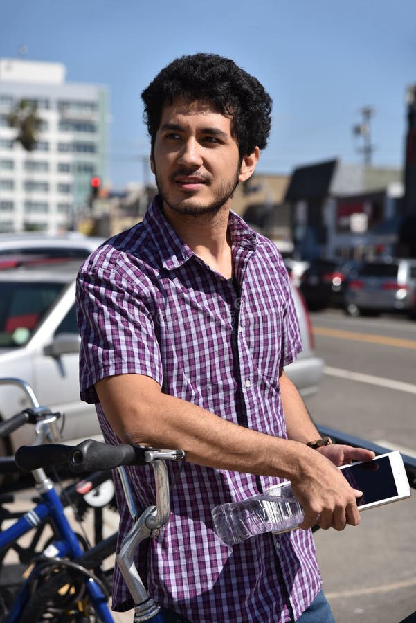 Handsome Young Man Outdoors Using Technology Stock Photo - Image of ...