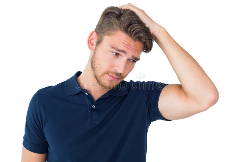 Handsome Young Man Looking Confused Stock Photo - Image of view, white ...