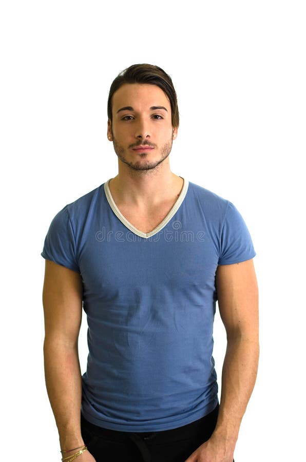 Handsome Young Man, Muscular Build, Standing on White Stock Photo ...