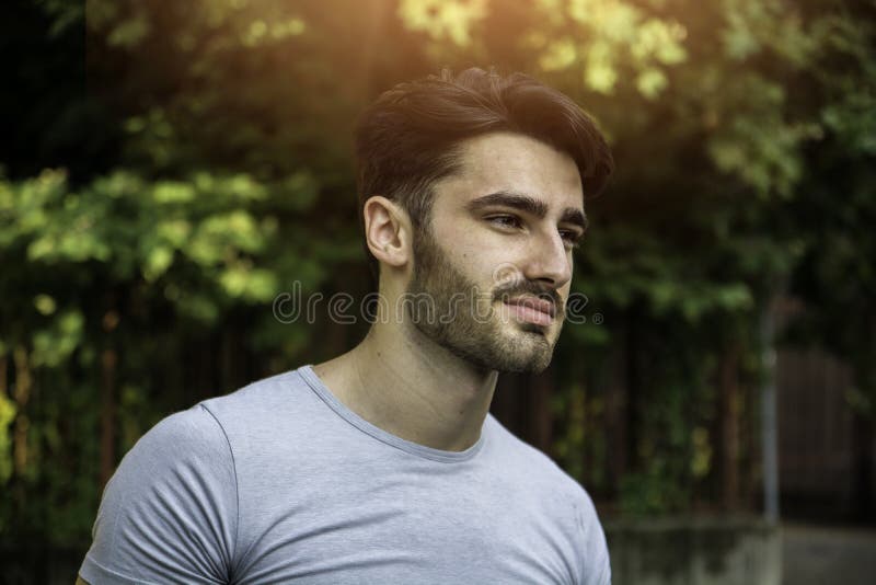 Handsome young man outdoor stock image. Image of caucasian - 130022573