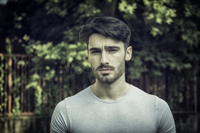 Handsome Young Man Outdoor Smiling Stock Image - Image of lonely ...