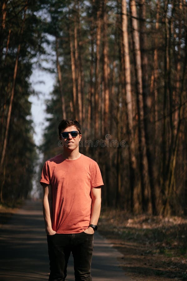 Handsome Young Man Outdoor in Park, Walking in the Park Stock Photo ...