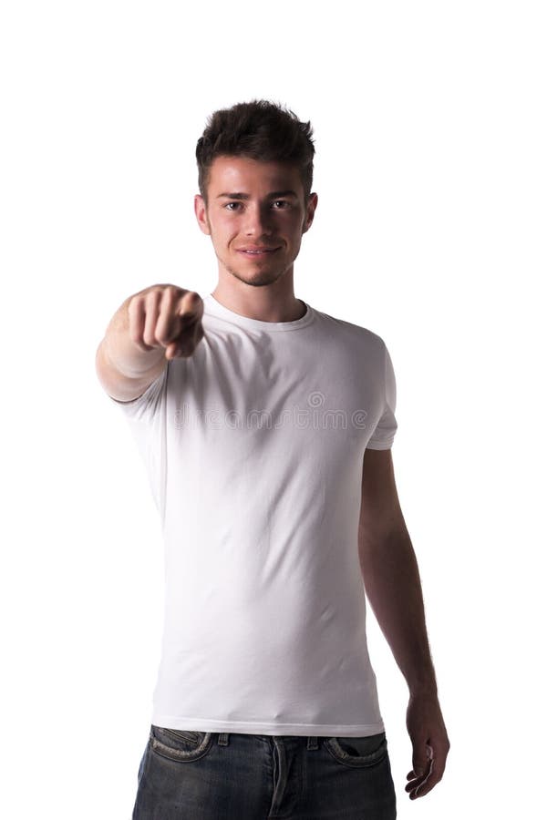 Handsome Young Man Pointing Finger at You Stock Photo - Image of finger ...