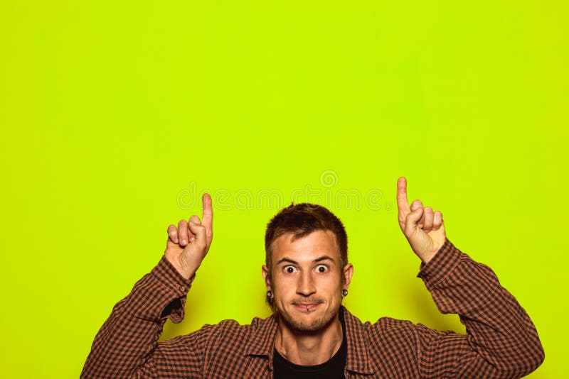 Handsome Young Man Pointing with His Hands Stock Photo - Image of hand ...