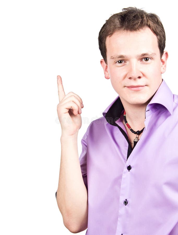 Handsome Young Man Pointing Up on White Background Stock Photo - Image ... Handsome Young Man Pointing Up on White Background Stock Photo - Image ...