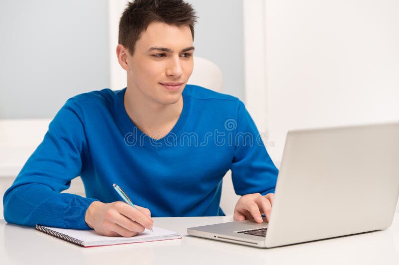 Young Attractive Student Studying Lessons. Stock Image - Image of ...