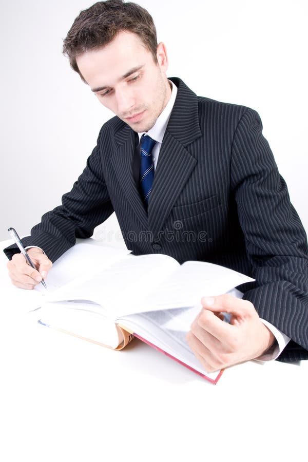 Handsome Man Writing Something Stock Photo - Image of person, adult ...