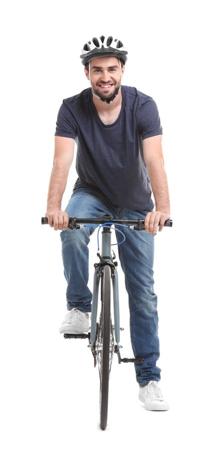 Handsome Young Man Riding Bicycle Stock Photo - Image of hobby, relax ...