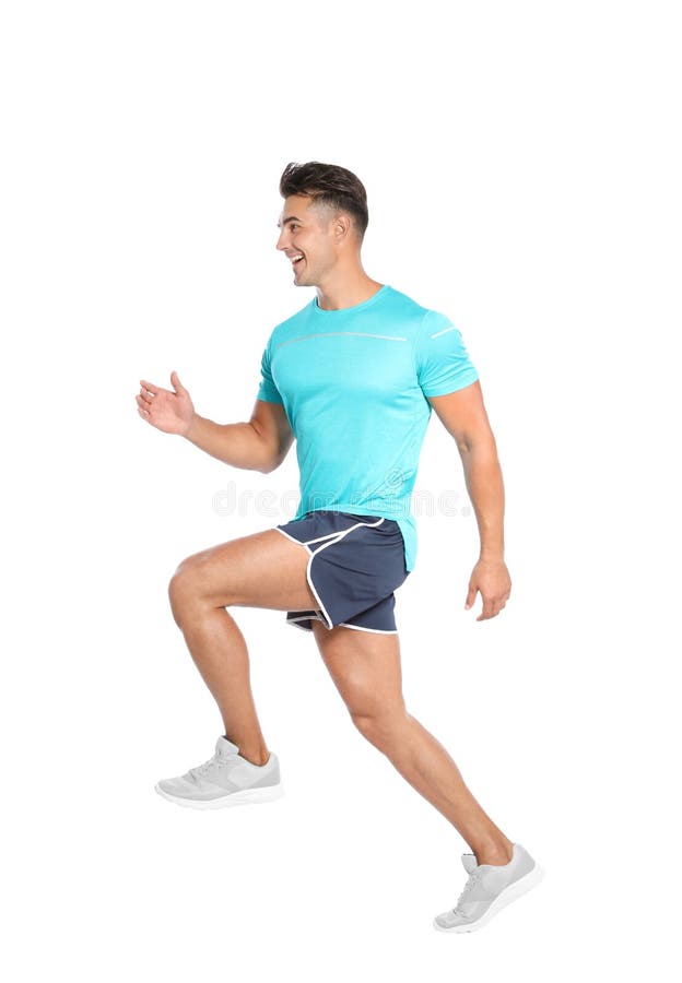 Handsome young man running stock image. Image of healthy - 124638689