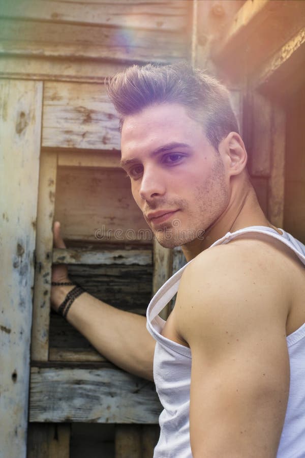 Handsome Young Man on Rusty, Old Train Stock Image - Image of eyed ...