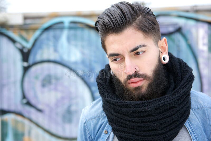 Handsome Young Man with Scarf Stock Photo - Image of fashion, eyes ...