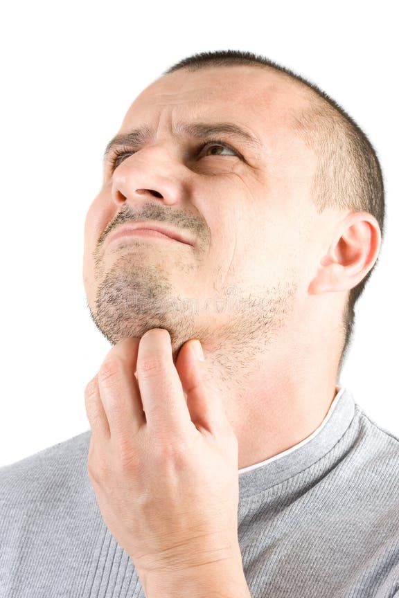 Handsome Young Man Scratching His Beard Stock Image - Image of funny ...