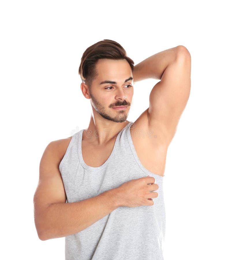 Handsome Young Man Showing Armpit Stock Photo - Image of body, perfume ...