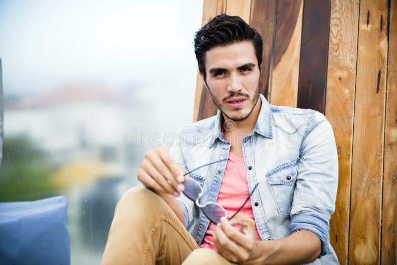 Man Looking Pensive Staring at the Camera Stock Image - Image of ...