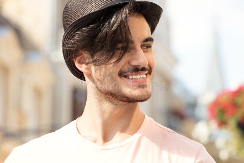 Handsome Young Man with Smile. Stock Photo - Image of casual, hair ...