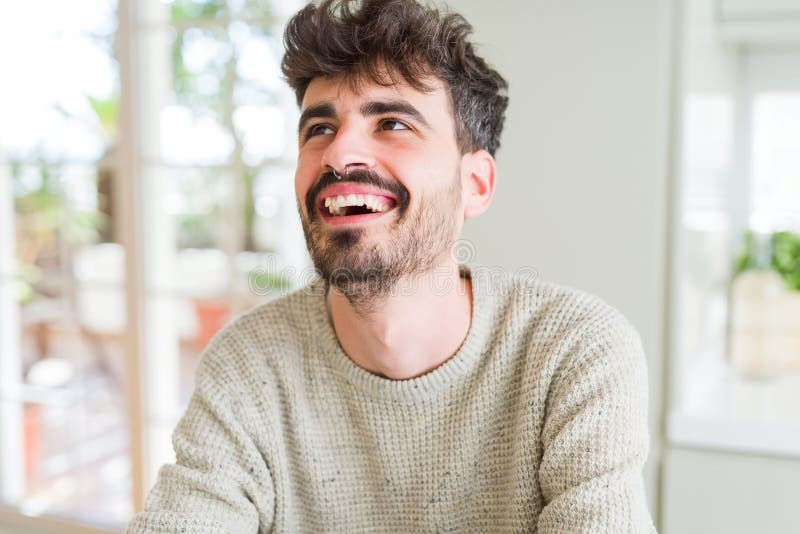 Handsome Young Man Smiling Cheerful at the Camera with a Big Smile on ...