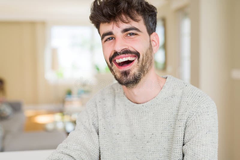 Handsome Young Man Smiling Cheerful at the Camera with a Big Smile on ...