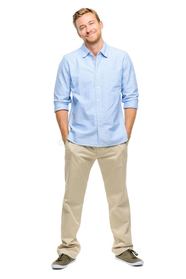 Handsome Young Man Smiling Full Length White Background Stock Photo ...