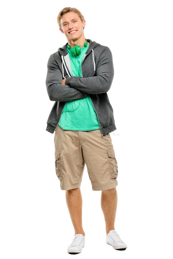 Happy Young Man Holding Thumbs Up Isolated on White Background Stock ...