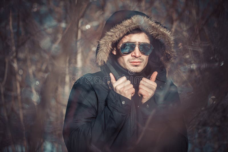 A Handsome Young Man with Spectacles in the Park Stock Image - Image of ...