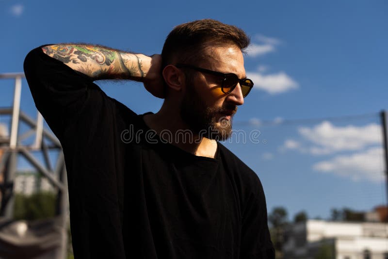 A Handsome Young Man Standing Outside Stock Image - Image of caucasian ...