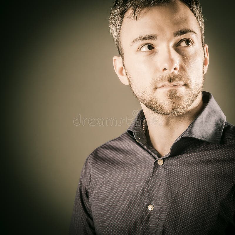 Handsome Young Man Standing Thinking Stock Photo - Image of pretty ...