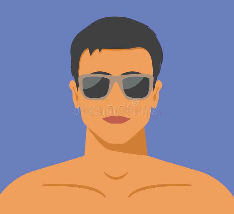 Handsome Young Man on a Summer Vacation Wearing Sunglasses Stock Vector ...