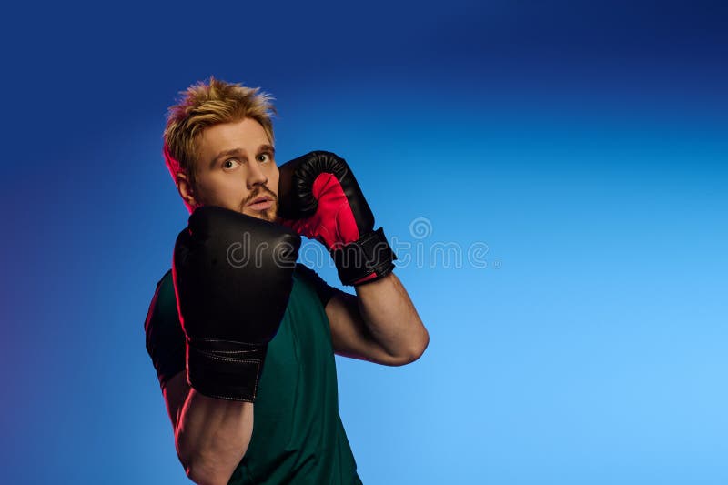 Young Man Practices Boxing in a Stock Photo - Image of technique ...