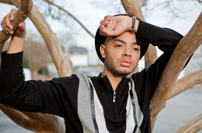 Handsome Young Man with Tree Stock Image - Image of attractive ...