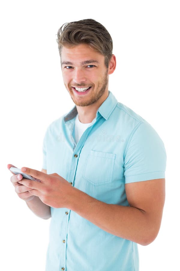 Handsome Young Man Using His Smartphone Stock Photo - Image of ...