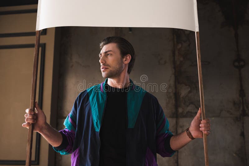 Handsome Young Man in Vintage Windcheater Stock Photo - Image of ...