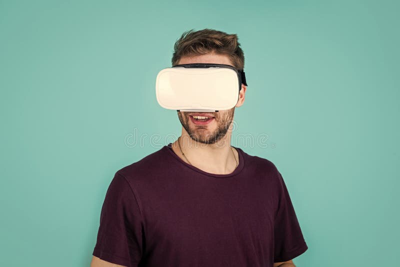 Handsome Young Man in Vr Glasses Play Video Game, New Technology Stock ...