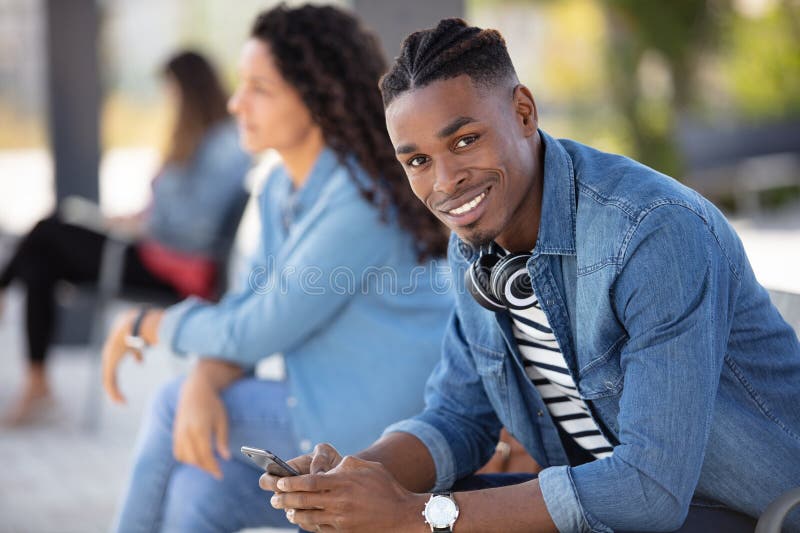 Handsome Young Man Waiting Bus at Bus Stop Stock Image - Image of ...