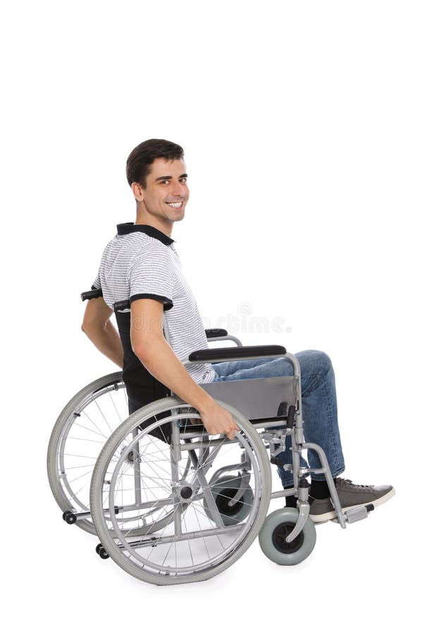 Handsome Young Man in Wheelchair Isolated Stock Image - Image of length ...