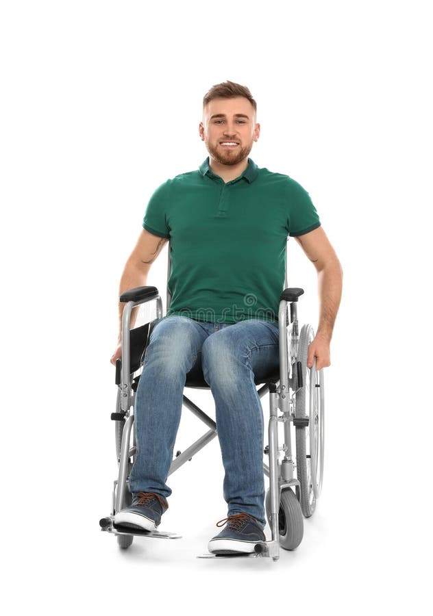 Handsome Young Man in Wheelchair Isolated Stock Image - Image of chair ...