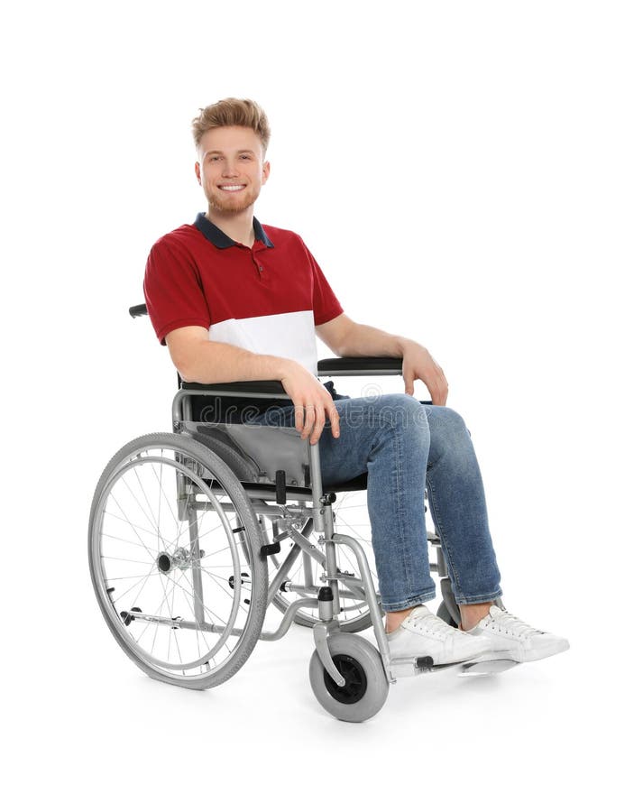 Handsome Young Man in Wheelchair Isolated Stock Image - Image of length ...