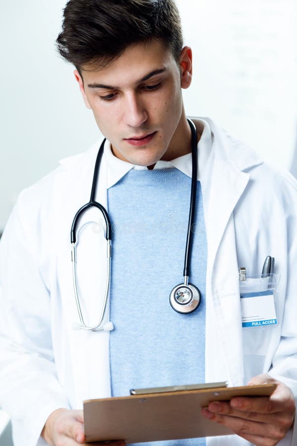 Handsome Young Man Working in Laboratory. Stock Image - Image of young ...