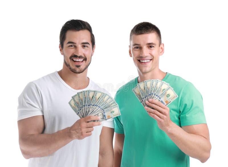 Handsome Young Men with Dollars on Background Stock Image - Image of ...
