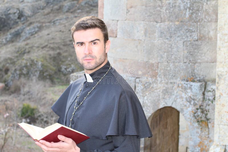 Handsome Young Priest Close Up with Copy Space Stock Image - Image of ...