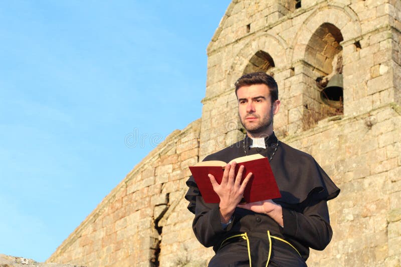 Handsome Young Priest Close Up with Copy Space Stock Image - Image of ...